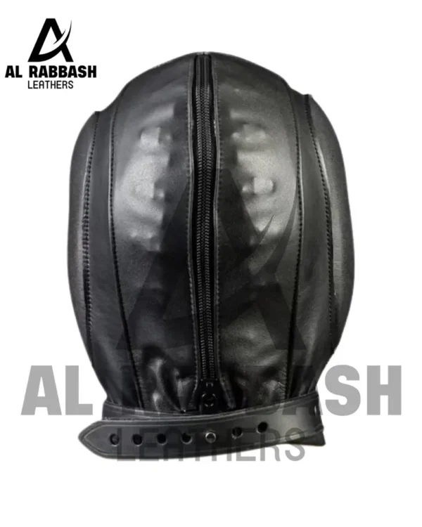 Handmade Leather Hood Mask: Full Face, Back Laces, Cosplay